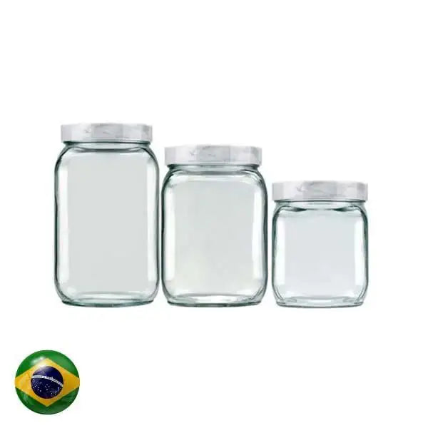 Invicta Glass Jar Kit Squared Pots Marble Green Emerald 1019 ...